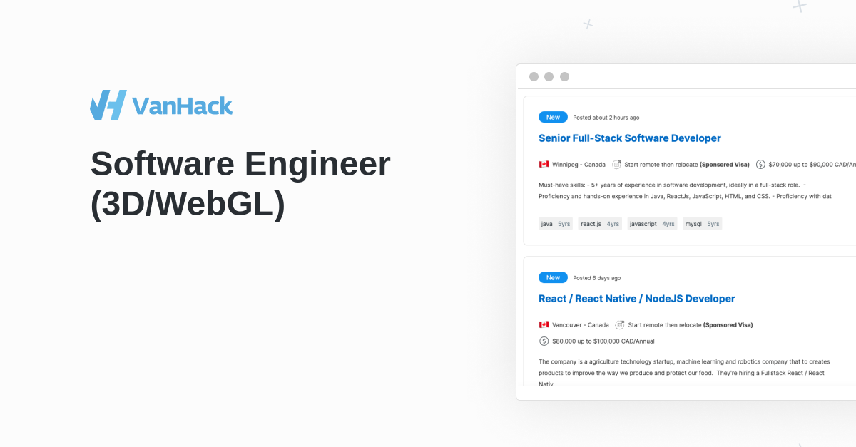 Software Engineer (3D/WebGL) - VanHack